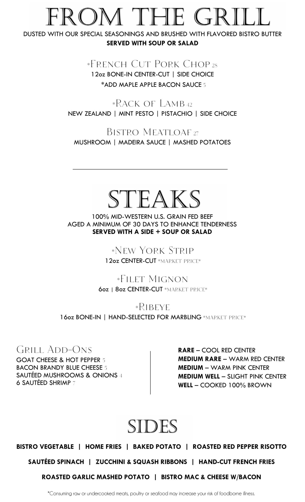 Dinner Menu - The Bistro Of Green